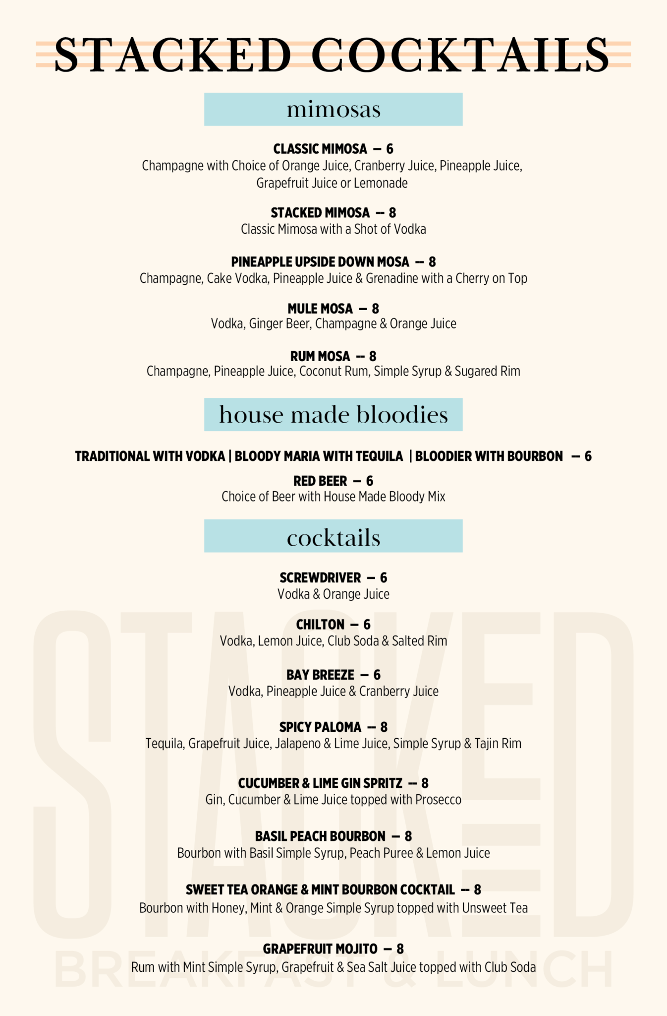 Cold Brew / Cocktail Menus – STACKED